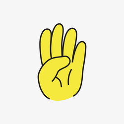 Four finger hand sign basic style Royalty Free Vector Image