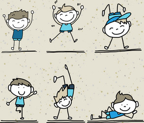 Hand drawing cartoon character happy kids Vector Image