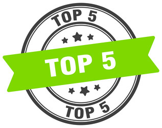 Top 5 stamp label on transparent background Vector Image