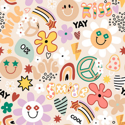 Cute hippie seamless pattern Royalty Free Vector Image