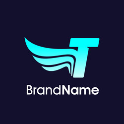 Initial t ribbon wing logo Royalty Free Vector Image