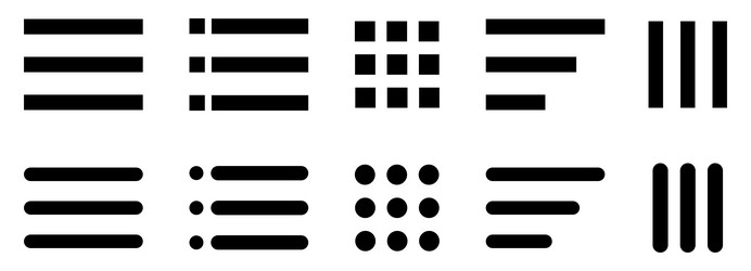 Menu icon set hamburger symbols Royalty Free Vector Image