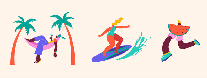 Collection of colorful modern style characters Vector Image