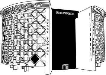 Cyber towers Royalty Free Vector Image - VectorStock