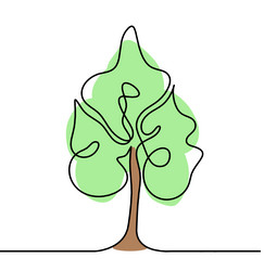 Abstract color tree as line drawing on the white Vector Image