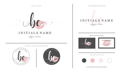 Initial bc letter b c handwriting beauty logo Vector Image