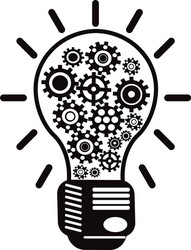 Bulb with cogs - gears icon Royalty Free Vector Image