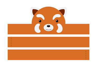 Printable red panda paper hat party die cut Vector Image