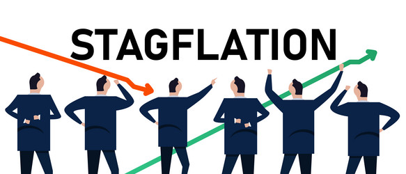 Stagflation stagnation inflation chart going up Vector Image