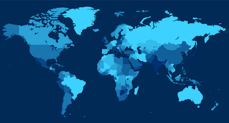 Blue world map with countries Royalty Free Vector Image