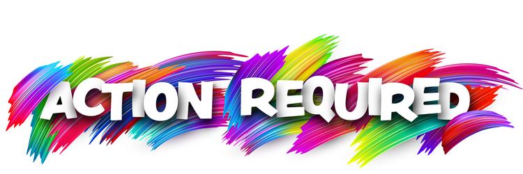 Action required paper word sign with colorful Vector Image
