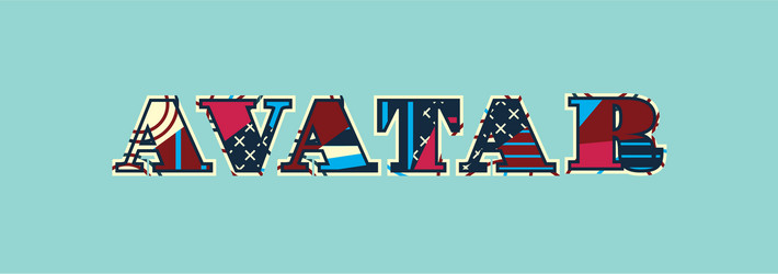 Avatar concept retro colorful word art Royalty Free Vector