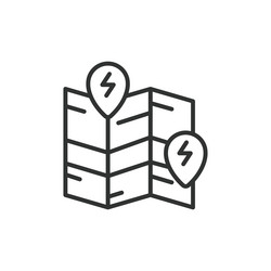 Charge gps map line icon with ev charging Vector Image