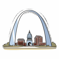 Gateway arch arch hand-drawn comic Royalty Free Vector Image