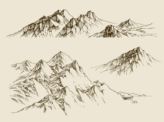 Artistic sketch of mountain ranges Royalty Free Vector Image