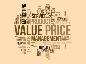 Word cloud background concept for value price Vector Image