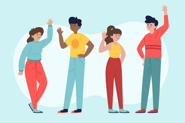 Hand drawn people waving Royalty Free Vector Image