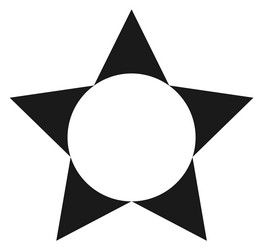 Round star badge black line shape emblem Vector Image