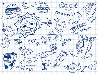 Hand drawn morning doodles Royalty Free Vector Image