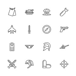 Weapons of war simple related icons Royalty Free Vector