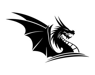 Dragon with shield sign Royalty Free Vector Image