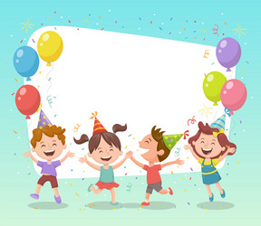Cartoon kids party birthday celebration Royalty Free Vector