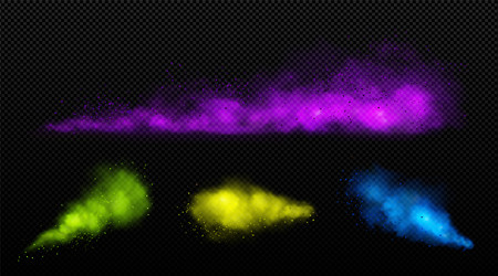 Realistic set of color powder clouds Royalty Free Vector