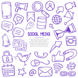 Social media networking doodle line drawing icons Vector Image