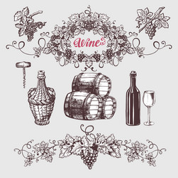Wine and winemaking vintage barrel Royalty Free Vector Image