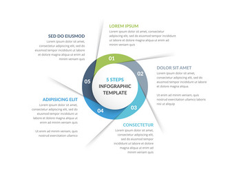 Circle infographics with five elements Royalty Free Vector