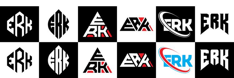 Erk letter logo design with polygon shape Vector Image
