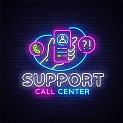 Online support neon sign design template Vector Image