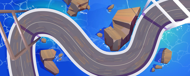 Car On Winding Road Cartoon