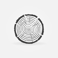 Saw cut tree trunk with rings concept icon Vector Image