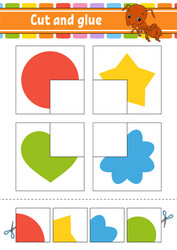 Cut and glue four flash cards color puzzle Vector Image