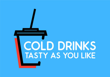 Cold drinks - logo with cup soda on white Vector Image