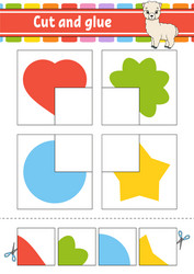 Cut and glue four flash cards color puzzle Vector Image