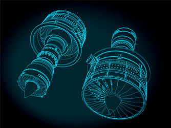 Turbofan Engine Drawings - Technical Schematics Vector Image