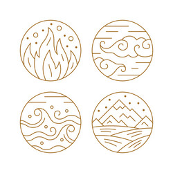 Four elements of nature golden alchemical symbols Vector Image
