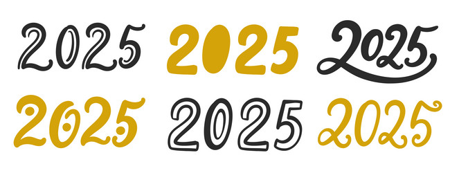 New year 2025 hand lettering banner numbers Vector Image