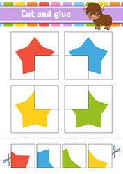 Cut and glue four flash cards color puzzle Vector Image