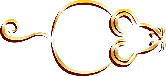 Outline a cute golden rat Royalty Free Vector Image