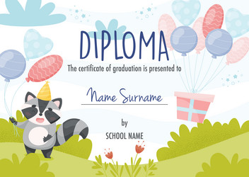 Diploma certificate concept template with cute Vector Image