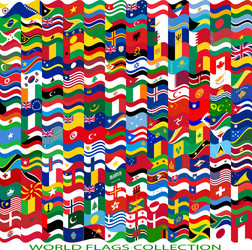 Flags of the world and map on white background Vector Image
