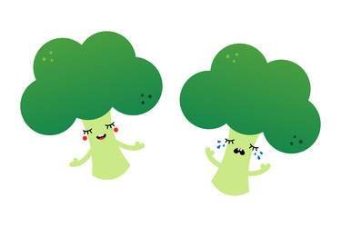 Happy and sad broccoli characters Royalty Free Vector Image
