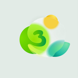 Number three logo made of curved vivid gradient Vector Image