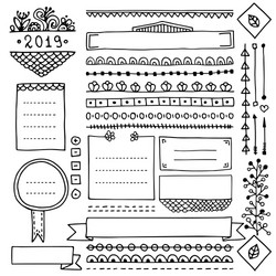 Journal hand drawn elements notebook doodle Vector Image