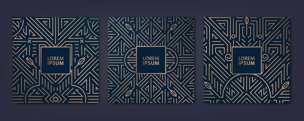 Set of luxury cover templates square line Vector Image