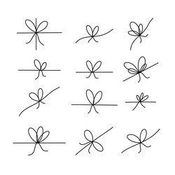 Knots and bows from threads set black collection Vector Image
