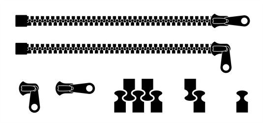 Zip fastener with zipper puller types zippers Vector Image